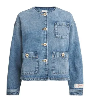SANDRO Round-neck Denim Jacket