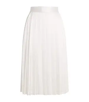 LAURA PITHARAS Silk Pleated Midi Skirt - Ivory