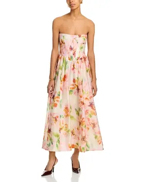 Bardot Lola Corset Midi Dress - Pink Floral