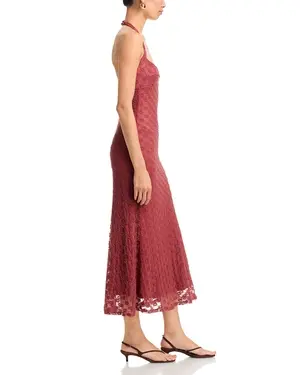 Bardot Mariko Halter Neck Midi Dress - Burnt Copper