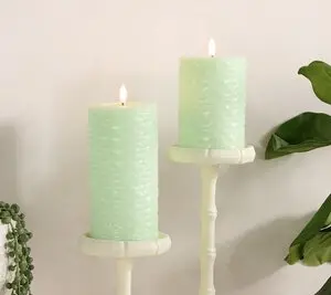 KIM GRAVEL HOME Set Of 2 Textured Wax Flameless Pillar Candles Kim Gravel - One-color