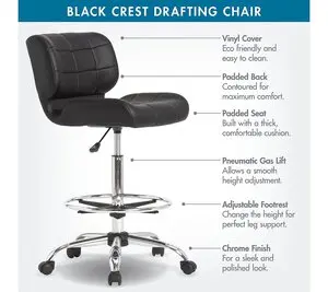 STUDIO DESIGNS HOME Studio Designs Black Crest Height Adjustable Dr Afting Chair