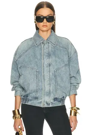 Saint Laurent Denim Bomber Jacket In Blue - South Blue