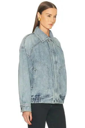 Saint Laurent Denim Bomber Jacket In Blue