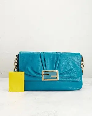 FWRD RENEW Fendi Mia Flap Shoulder Bag - Blue