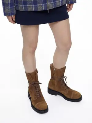 Miu Miu Suede Lace-up Ankle Boots
