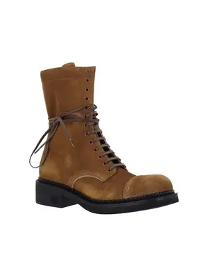 Miu Miu Suede Lace-up Ankle Boots