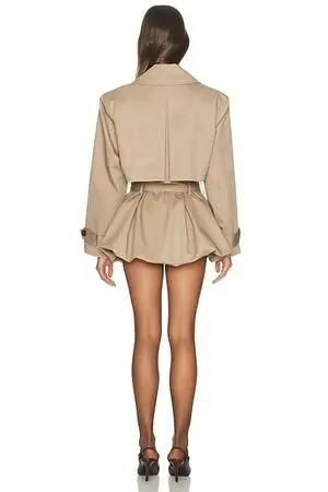 HELSA Short Bubble Hem Trench Coat - Stone