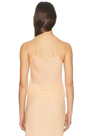HELSA Viscose Satin Cami With Lace Trim