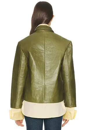 HELSA Puffy Leather Jacket - Avocado
