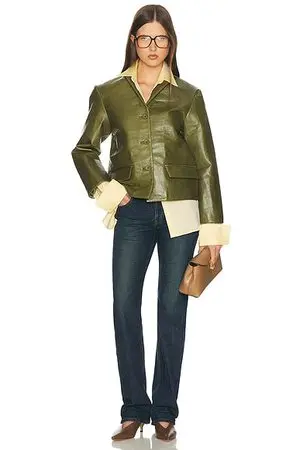 HELSA Puffy Leather Jacket - Avocado