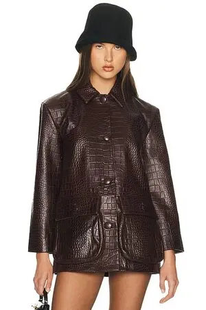 HELSA Leather Croc Emboss Schoolyard Jacket