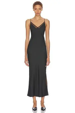 THE ROW Barina Lace-trimmed Silk Maxi Dress - Black