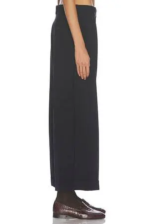 THE ROW Lior Wool Twill Wide Leg Trousers - Black