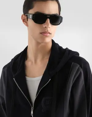 Dolce & Gabbana Cotton Terry Zip Up Sweatshirt - Blue