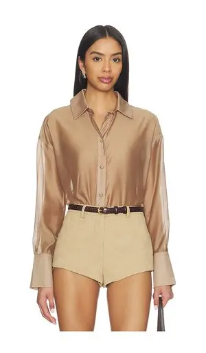 4TH & RECKLESS Gracey Sheer Shirt - Taupe
