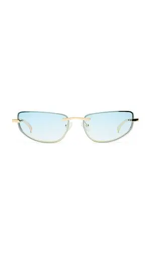 Le Specs Bubbles Sunglasses In Metallic Gold - Gold & Sky Blue Gradient
