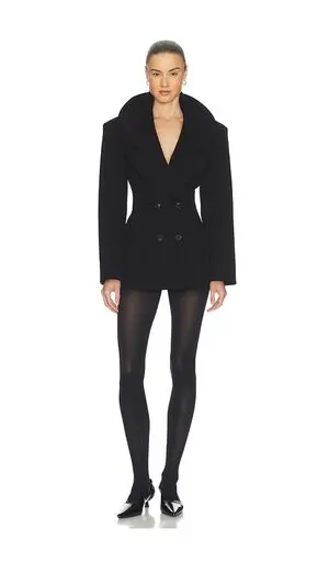HELSA The Rampling Blazer In Thick Crepe - Black