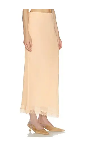 HELSA Viscose Satin Slip Skirt With Lace