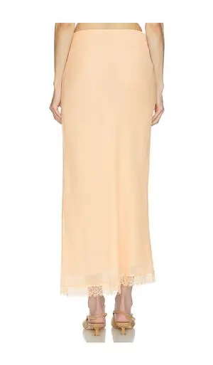 HELSA Viscose Satin Slip Skirt With Lace