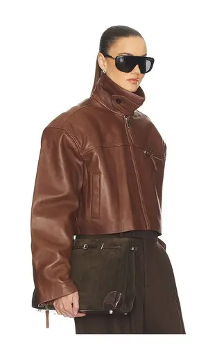HELSA Leather Oversized Moto Jacket