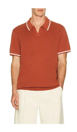 FAIR HARBOR Neptune Seawool Sweater Polo In Brick