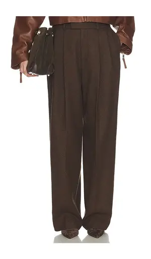 HELSA Italian Wool Blend Extra Full Trousers - Chocolate