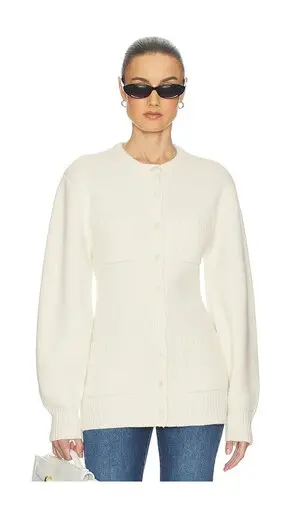 HELSA Devika Wool Cashmere Cardigan - Cream