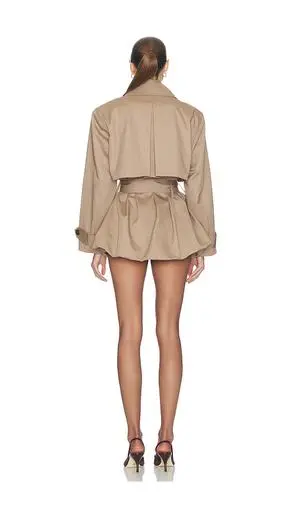 HELSA Short Bubble Hem Trench In Tan