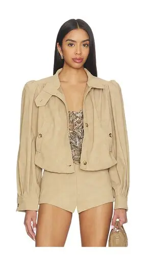 Bardot Leon Vegan Leather Jacket In Beige