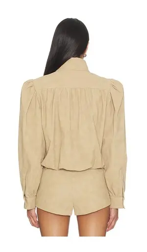 Bardot Leon Vegan Leather Jacket In Beige