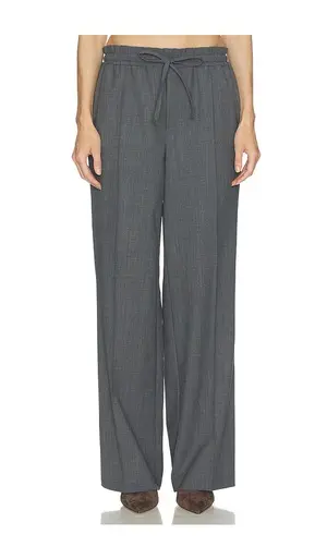 HELSA Wool Blend Drawcord Trousers In Grey - Medium Heather Grey