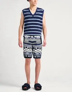LANEUS Cotton And Polyamide Crochet-knit Intarsia Shorts