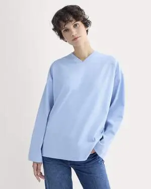 Everlane Retro V-neck Jersey - Open Air Blue