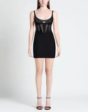 MUGLER Mini Dress In Jersey And Tulle - Black