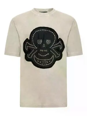 John Richmond Skull-embellished T-shirt - Neutrals