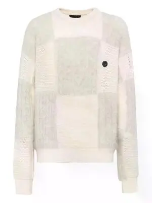 John Richmond Patchwork Cable-knit Sweater - White