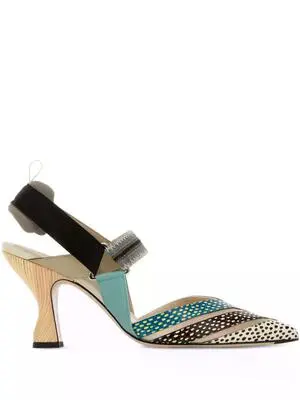 Fendi Colibri Ankle-strap Heeled Pumps - Neutrals