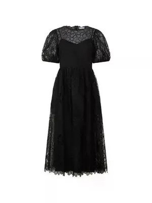 Valentino Garavani Puff-sleeve Floral Dress - Black