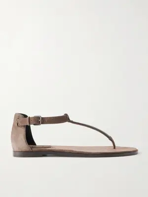Brunello Cucinelli Bead-embellished Suede Sandals