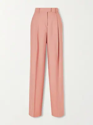 Another Tomorrow Net Sustain Pleated Wide-leg Pants