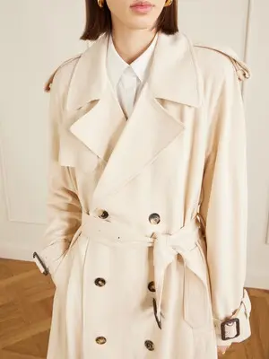 Wardrobe.NYC Double-breasted Belted Technical Shell Trench Coat