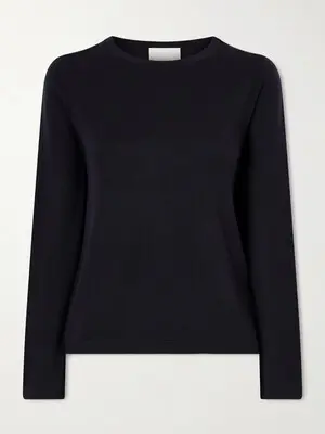 ALLUDE Wool Crewneck Sweater - Blue