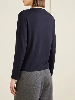 ALLUDE Wool Crewneck Sweater - Blue