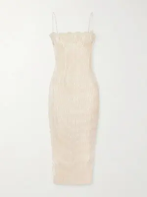 FFORME Lumi Lace-trimmed Plissé Midi Dress