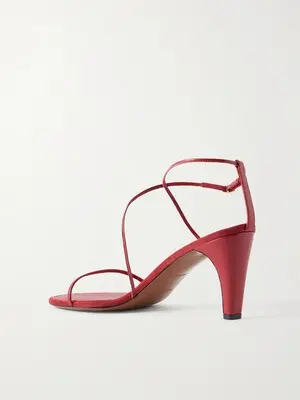 NEOUS Chamu Strappy Leather Sandals With Gold Tone Buckles - Red