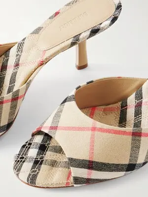 Burberry Checked Canvas Mules - Neutrals