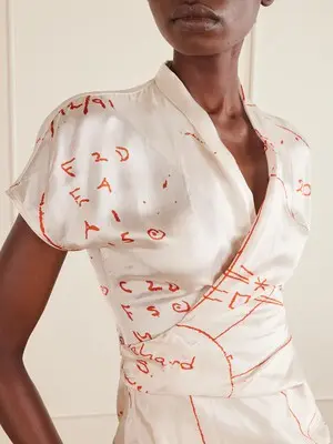 Rick Owens Printed Satin-twill Wrap Top - Multi