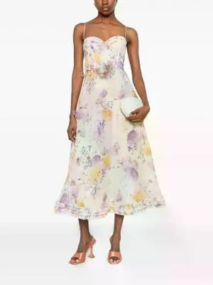 Zimmermann Luna Ruffle Midi Dress - Neutrals