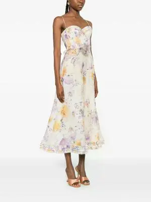 Zimmermann Luna Ruffle Midi Dress - Neutrals